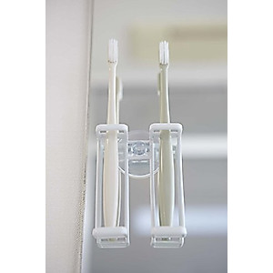 YAMAZAKI home 2530 Toothbrush Holder-Suction Cup Organizer for Bath, One Size, White