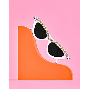 xo, Fetti Bachelorette Party Bride To Be Sunglasses | White Cat Eye Bedazzled Bach Decoration, Bridesmaid Sunnies Favor, Bride to Be Gift + Bridal Shower Supplies