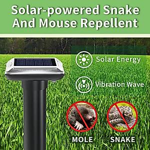 4-Pack Solar Mole and Gopher Repellent - Sonic Vole Chaser, Ultrasonic Rodent Deterrent Spikes for Outdoor Pest Control - Effectively Keep Moles, Gophers, and Other Rodents Out of Your Yard and Lawn