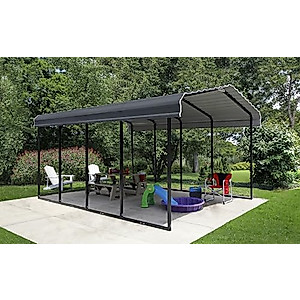 Arrow Carports Galvanized Steel Carport, Full-Size Metal Carport Kit, 12' x 20' x 9', Charcoal