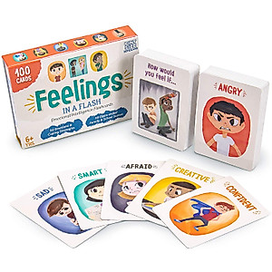 Feelings in a Flash - Emotional Intelligence Flashcard Game - Toddlers & Special Needs Children - Teaching Empathy Activities, Coping & Social Skills - 50 Scenario Cards, 50 Reaction Faces