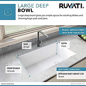 Ruvati 32 x 19 inch Undermount Granite Composite Single Bowl Kitchen Sink - Arctic White - RVG2033WH