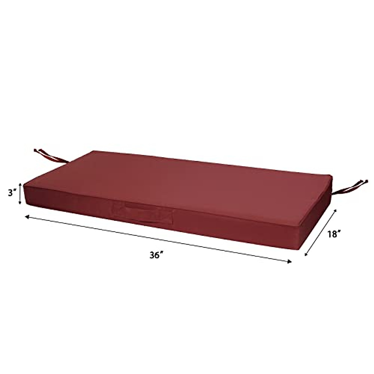 Faible Poisson Outdoor Bench Cushion, 36 x 18 Inch Waterproof Porch Swing Cushions Garden Patio Furniture Cushions with Handle and Anti-Slip Straps for Indoor Backyard Seat Pads, Burgundy