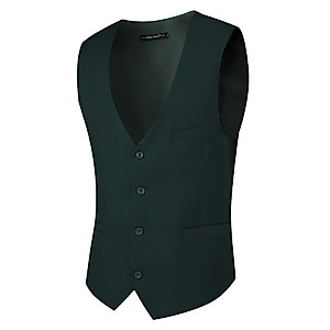 MAGE MALE Men's 3 Piece Suit Slim Fit Solid Shawl Lapel One Button Party Wedding Tuxedo Suits Blazer Jacket Vest Pants Set Dark Green