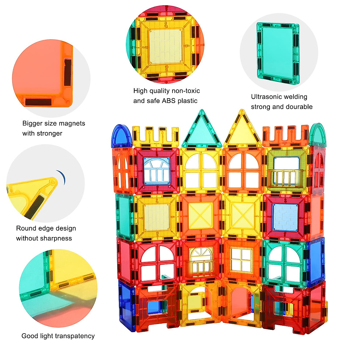 Gifts2U Magnetic Blocks, 96PCS Magnetic Tiles Building Set for Kids with Storage Box STEM Preschool Educational Construction Kit Magnet Stacking Toys Gifts for Boys and Girls