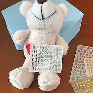 HYMAOME 6 Sheets Alphabet&Number Stickers Mini Self Adhesive Resin Letter Sticker Shiny Digital Stickers Gold/Silver Labels 3mm for Nail Art, Scrapbooking, Card Making, Journaling