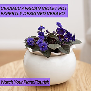 African Violet Pots 6 Inches Ceramic, Effortless Self Watering Pots for Indoor Plants for Busy Plant Lovers, Easy Plant Self Watering Pot, Plant Pots, Flower Pot, Plant pots Indoor