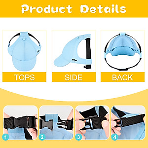 Yikeyo Dog Hat for Small Dogs Dog Sun Hats with Ear Holes, Pet Puppy Baseball Cap for Summer Dog Visor Caps (Small, Blue)