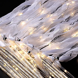 Unittype Wedding Wands Ribbon Streamers with Bells LED Fairy Light up Silk Fairy Wand Glow in the Dark Flashing Lace Stick for Wedding Birthday Party Favors (Ivory & Warm White LED,100 Pieces)