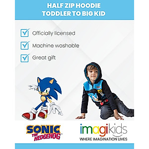 SEGA Sonic The Hedgehog Little Boys Fleece Half Zip Hoodie Black 7