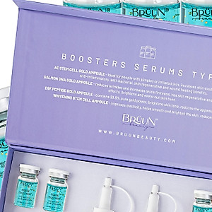 BRÜUN Serum Treatment set of 12 Vials for Spa – A Booster kit for skin care to use with Derma Pens and rollers for fresh look and lasting results