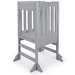 Milliard Wooden Kids Kitchen Step Stool Helper, Foldable – for Kids and Toddlers (Grey)