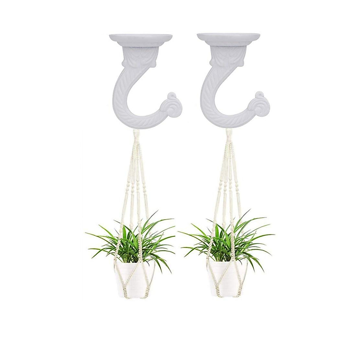 bnafes 2Sets 55mm/2.17" Ceiling Metal Ceiling Hooks, Heavy Duty Swag Ceiling Hooks with Hardware for Hanging Plants/Chandeliers/Wind Chimes/Ornament (White Color)