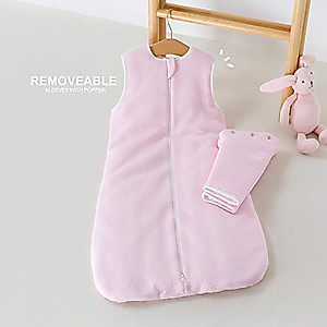 Chuchu Puff Baby Sleeping Bag, Autumn and Winter, Detachable Long Sleeves 2.5 Tog Inverted Zipper Warm Wearable Blanket Super Soft Breathable Cotton Baby Sleep Bag fit Infants and Toddler, 6-18 Months
