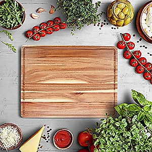 Cibeat Extra Large Wood Cutting Board 24 x 18 Inch, 1.2 Inches Thick Butcher Block, Reversible Wooden Kitchen Block, over Stove Cutting Board, with Side Handles and Juice Grooves