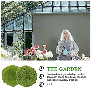 SEWACC 2pcs Green Artificial Balls Decorative Rocks Topiary Ball Green Covered Stones Vase Bowl Filler for Floral Arrangements Wedding Party Table Decor