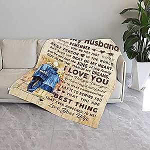 TURMTF Gifts for Husband, Fathers Day Birthday Gifts from Wife, to Husband Father's Day Birthday Gifts from Wife, for My Husband Blanket, Husband Mother's Day Blanket Gifts 55"X70"
