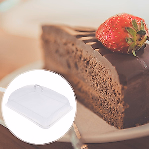 BESTonZON Plastic Cake Dome Cover Rectangular Clear Desert Cloche Display Cake Plate Serving Platter Cheese Cloche Dome Food Cover for Bread Dessert Snack 38.5X29CM