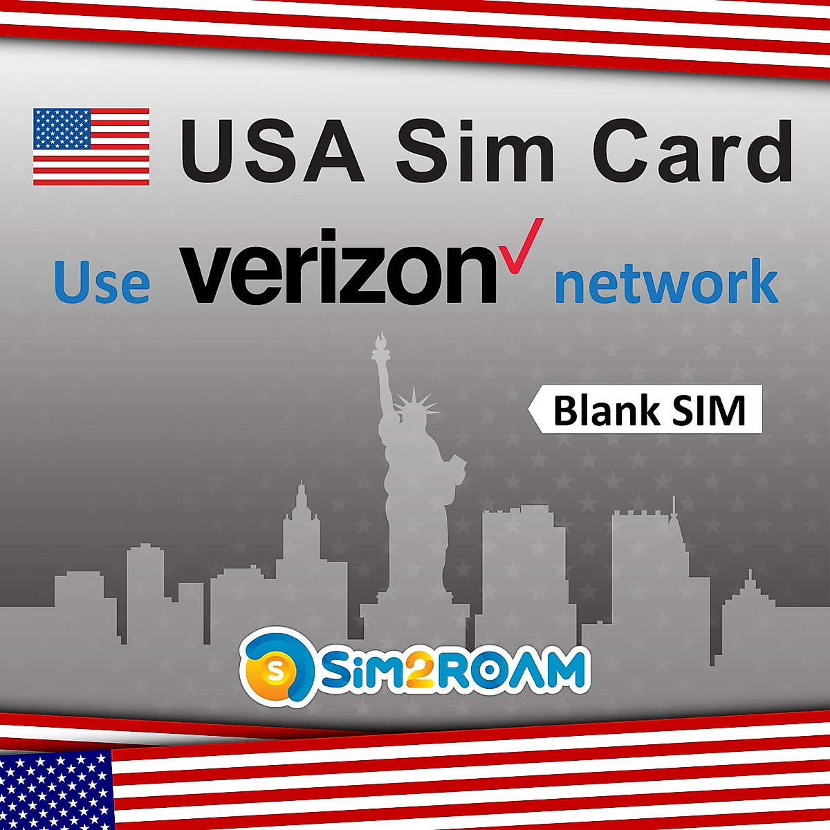 USA Verizon Blank SIM Card | High Speed Data/Domestic US Calls/International Calls/Texts | 28 Day Plan | Refillable!