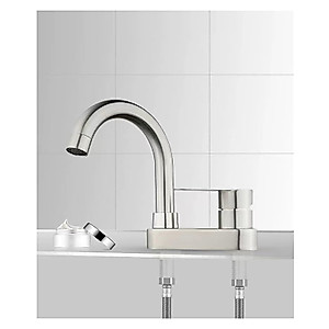 AISHANBAIHUODIAN Kitchen Faucets 304 Stainless Steel Brushed Bath Basin Faucet Sink Mixer Taps Vanity Hot and Cold Water Mixer Fit for Bathroom Faucets (Color : D)
