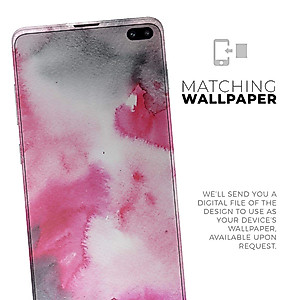 DesignSkinz Pink and Black Absorbed Watercolor Texture Protective Vinyl Decal Wrap Skin Cover Compatible with The Samsung Galaxy S20 (Screen Trim & Back Glass Skin)