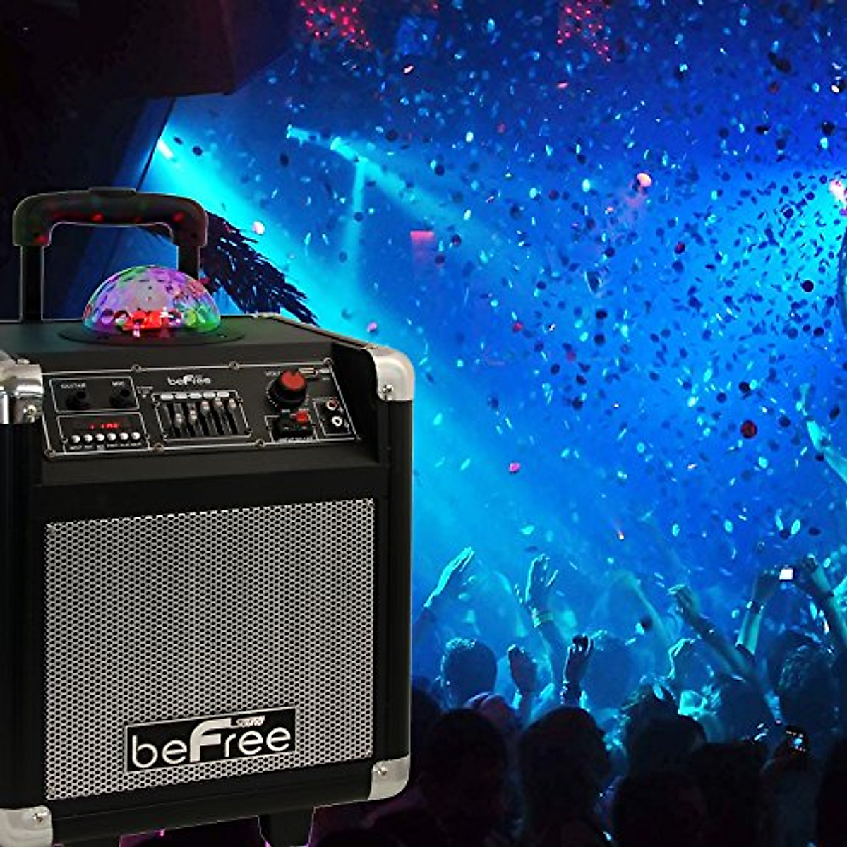 beFree Sound BFS-3800 Projection Party Light Dome Subwoofer Bluetooth Portable Party Speaker, Blue