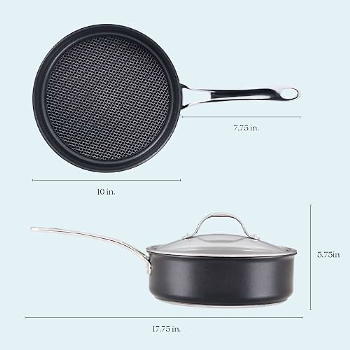 Anolon X Hybrid Nonstick Induction Saute Pan With Lid, 3.5 Quart - Charcoal Gray