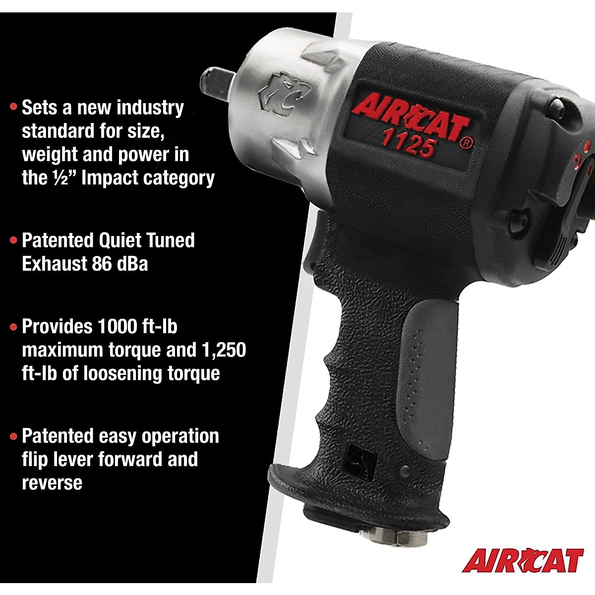 AIRCAT Pneumatic Tools 1125: 1/2" Composite Impact Wrench 1250 ft-lbs
