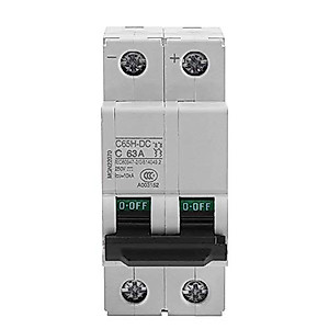 250 V DC 2P Miniature Circuit Breaker, Overload Protection Solar Disconnect, Photovoltaic Control Circut for Solar Panels Grid System Wind Solar Hybrid System Many Other DC Systems, 63A