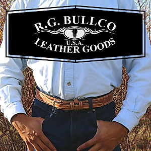 R.G. BULLCO - 1-1/2" Full Grain Ranger Leather Belt with Snaps, Solid Buckle and Double Edge Stitch - Brown - Size 44 - RGB-122