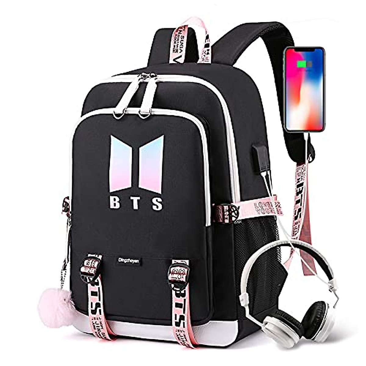 Dingzheyan BTS School Laptop Backpacks Korean Daypack Book Bag Casual Backpack Backpack For Students