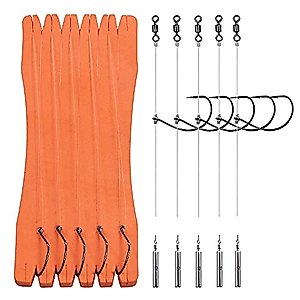 THKFISH Fishing Ready Texas Rigs for Bass Fishing Leaders with Weights Hooks Rigged Line Kit Pre Rigged Texas Rig 5PCS