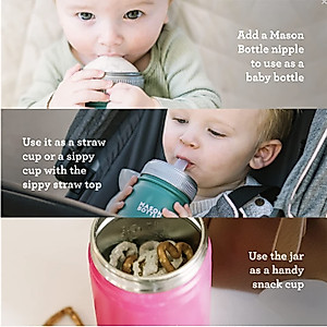 Mason Bottle - Stainless Steel 12oz Mason Jar, Single-Wall (Pink)