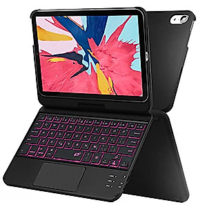 LENRICH iPad Mini 6 case with Keyboard 2021 8.3 inch 6th Generation Trackpad Backlit 7 Color,Backlight Wireless Accessories 360 Rotation Smart Protective Cover touchpad