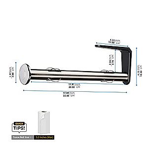 LKKL Paper Towel Holder Under Cabinet, Easy Tear Paper Towel Holder Wall Mount Horizontally or Vertically for Kitchen Bathroom RV Work Sink, Under Counter Paper Roll Holder, Stainless Steel, Nickel