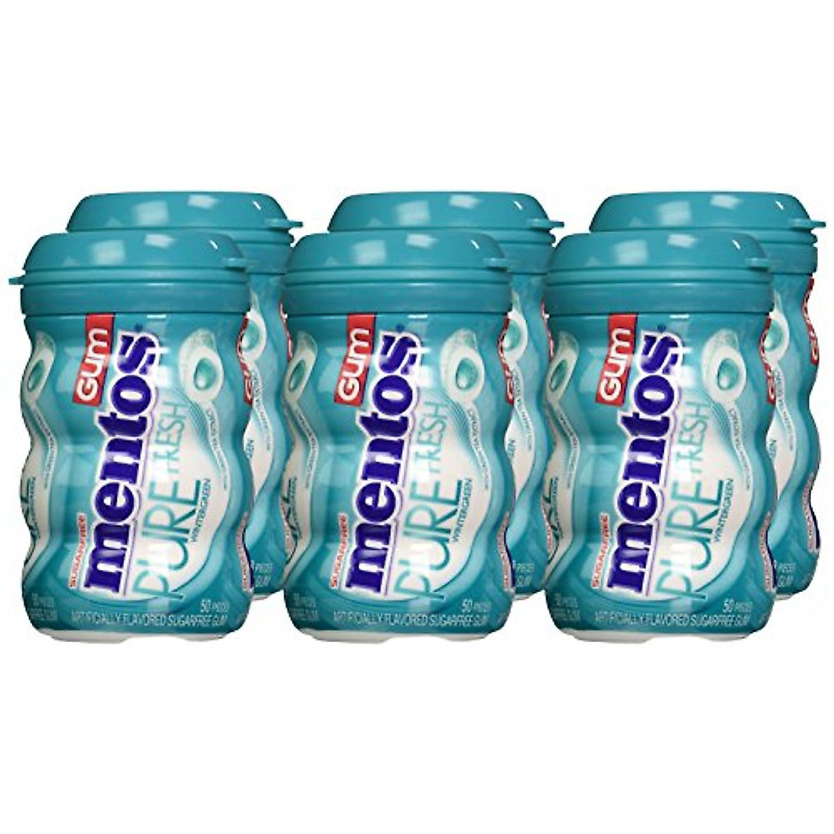Mentos Pure Fresh Sugar-Free Chewing Gum with Xylitol, Wintergreen, Bulk, 50 Count ( Pack of 6)