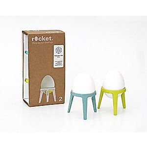 Brainstream Rocket Tripod Egg Cup Gift Set, 2-Piece, (1) Lime, (1) Turquiose