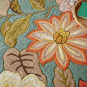 Nourison Fantasy Aqua 3'6" x 5'6" Area-Rug, Modern, Floral, Bed Room, Living Room, Dining Room, Kitchen, Easy washing, Non Shedding, (4' x 6')