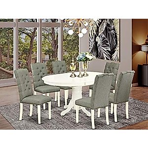 East West Furniture AVEL7-LWH-07, Linen White