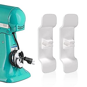 FuninCrea 2pcs Cord Organizer for Kitchen Mixer, Cord Wrap Cord Holder for Storage Small Home Appliances, Blender, Coffee Maker, Pressure Cooker and Air Fryer (White)