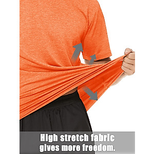 TACVASEN Gym Shirts Men Short Sleeve Workout Running Crew Neck Summer Shirts Athletic Shirts for Men Dry Fit Tshirt Shirts for Men Light Orange