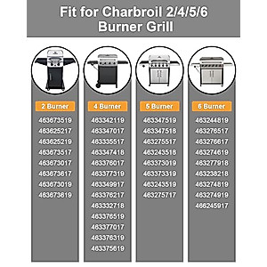 UikJOY Grill Replacement Parts for Charbroil Performance 5 Burner Grill 463347519, 463347518, 463347017, 463673017, 463376018P2, 17.75" Burner, Stainless Steel Heat Shield for Char Broil Parts