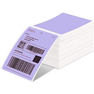 Phomemo 4x6 Thermal Labels for Shipping Label Printer - 500PCS Purple Mailing Labels - 4x6 Direct Thermal Labels Fanfold Compatible with Rollo,MUNBYN,iDPRT,JADENS,POLONO - Water/Oilproof - NO BPA/BPS