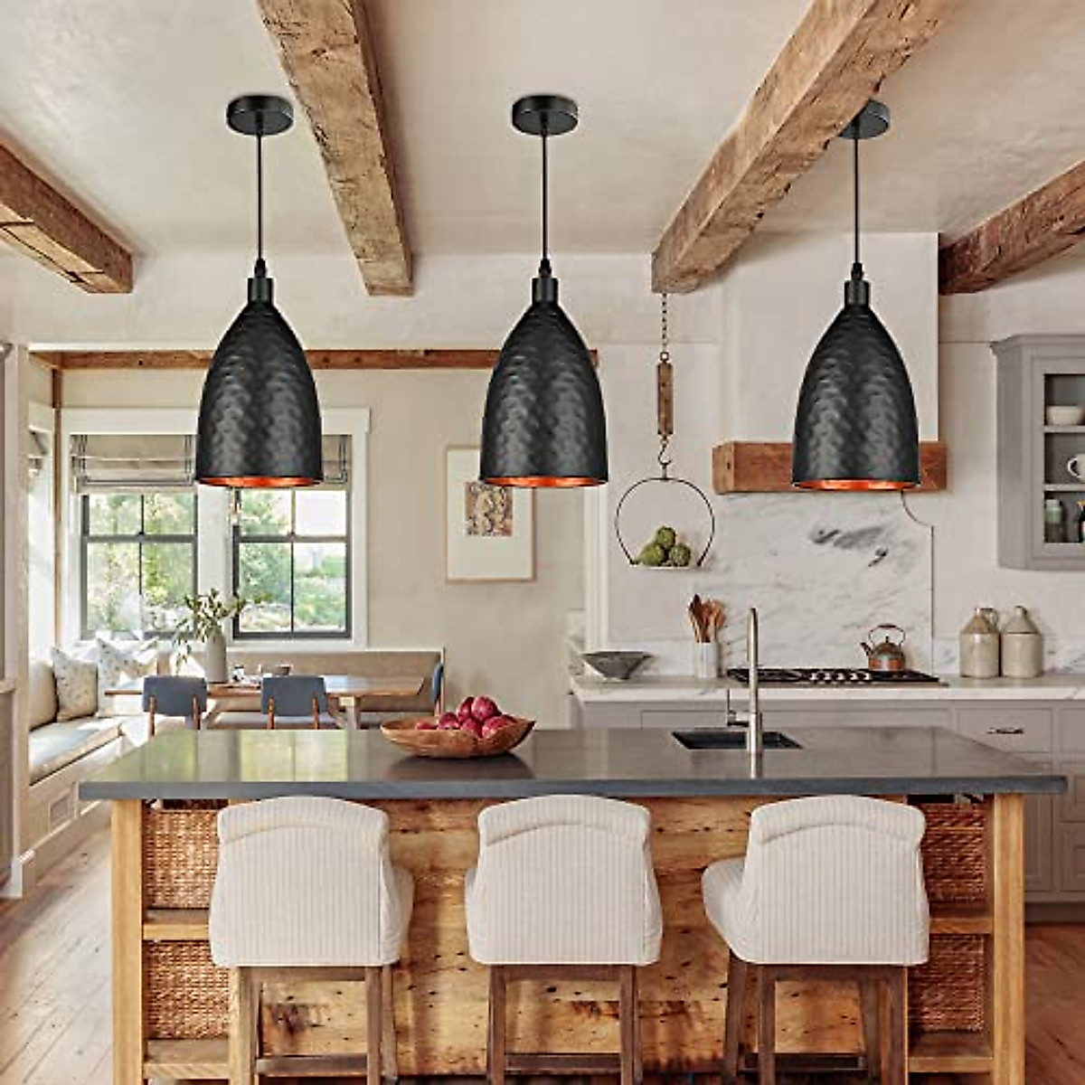 Pendant Light Black Metal Farmhouse Lighting Industrial Vintage for Kitchen Island Living Dinning Room Restaurant Cafe Bar Lighting