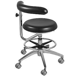 NSKI Dental Stool Medical Assitant Nurse Chair 360° Rotation PU Leather Black US Stock
