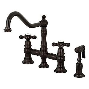 Kingston Brass KS3275AXBS Restoration Bridge Kitchen Faucet, Oil Rubbed Bronze