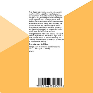 Lots of Love Total Digest - 16 0z Digestive Enzymes and Dog Probiotics Supplement - Probiotics for Dogs & Cats, Dog Gut Health Support, Immunity Support & Gas Relief