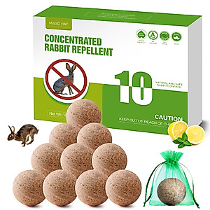 MAGIC CAT Rabbit Repellent Outdoor, 10 Pack Natural Peppermint Oil Deer and Rabbit Away Repellent for Plants Pet Family Safe, Rabbit Deterrent Deer Stopper to Keep Deer Bunny Out of Yard Garden Lawn