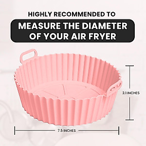 Mava Goods silicone air fryer basket liners, Reusable Air Fryer Silicone liners, pink airfryer silicone Basket Inserts for 3QT-5QT,Reusable Baking Tray Oven Accessories, 2 pack pink
