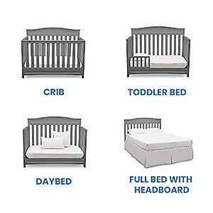 Delta Children Emery 4-in-1 Crib, Grey with Twinkle Stars Crib & Toddler Mattress